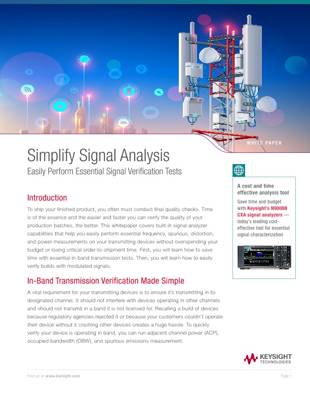 Simplify Signal Analysis PDF Asset Page | Keysight